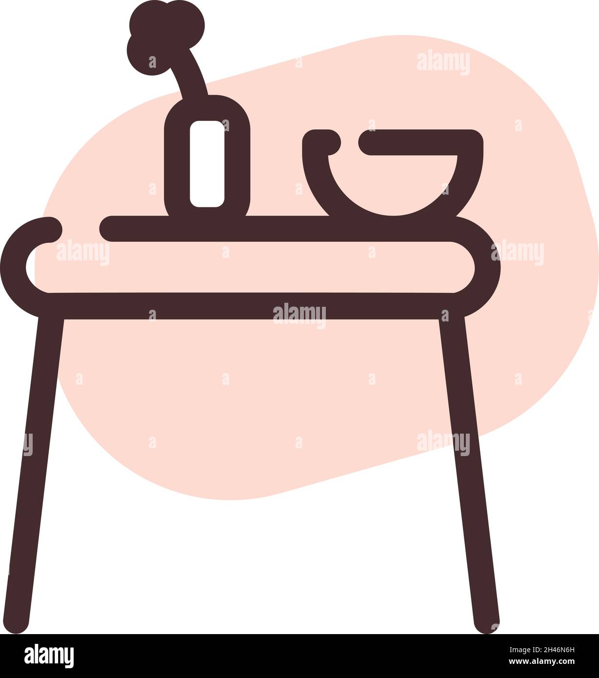 Pink kitchen table, illustration, vector, on a white background Stock ...