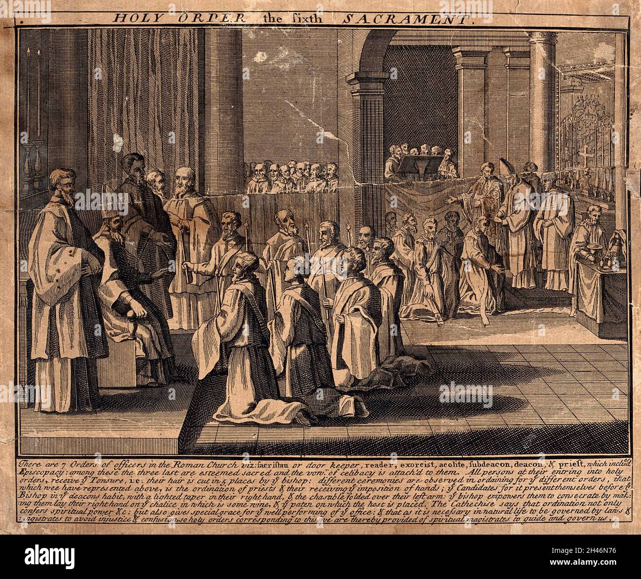 The sacrament of the Roman Catholic church; ordination. Etching after B ...