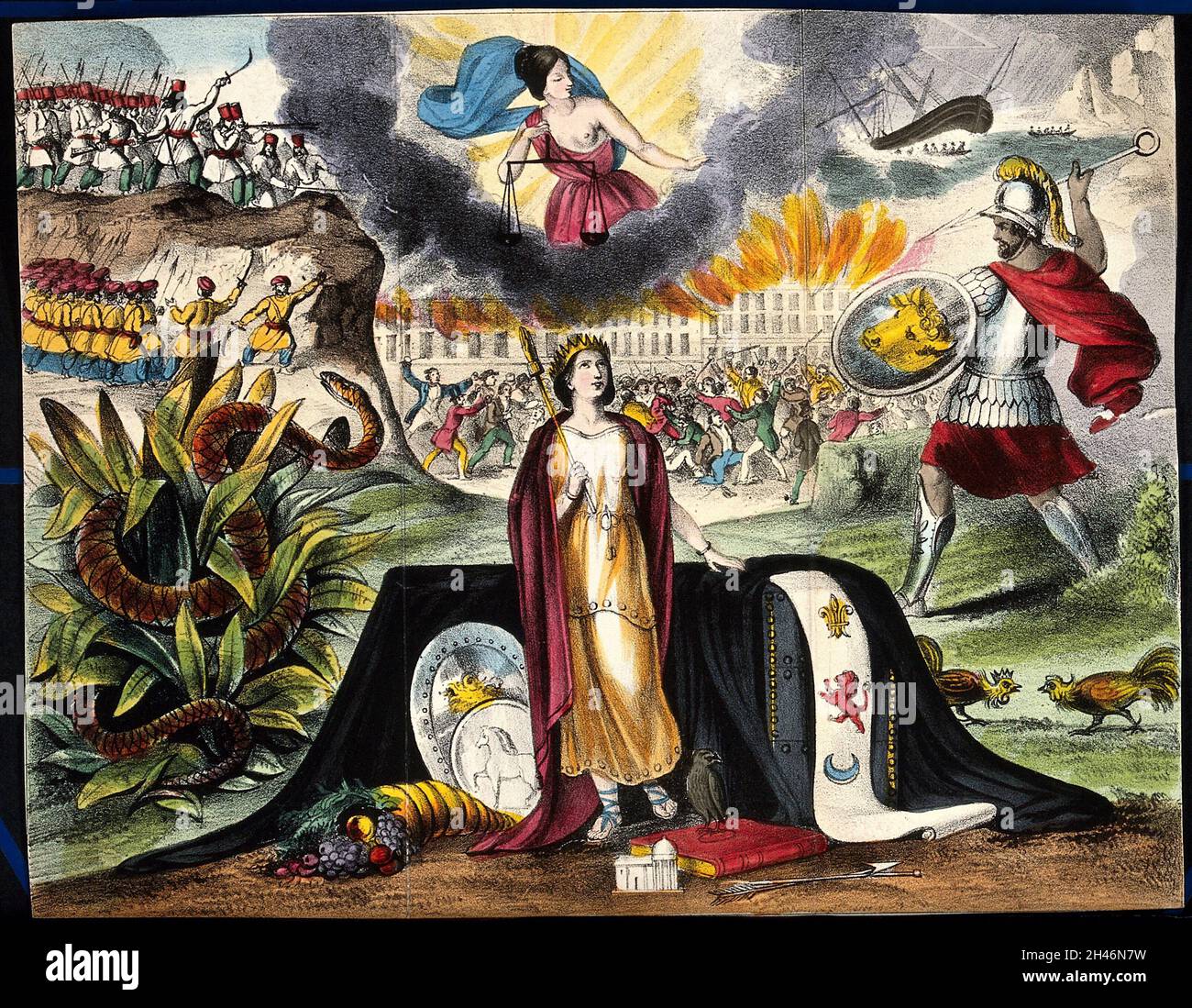 Astronomy: various apocalyptic scenes, including riot, war, and ...