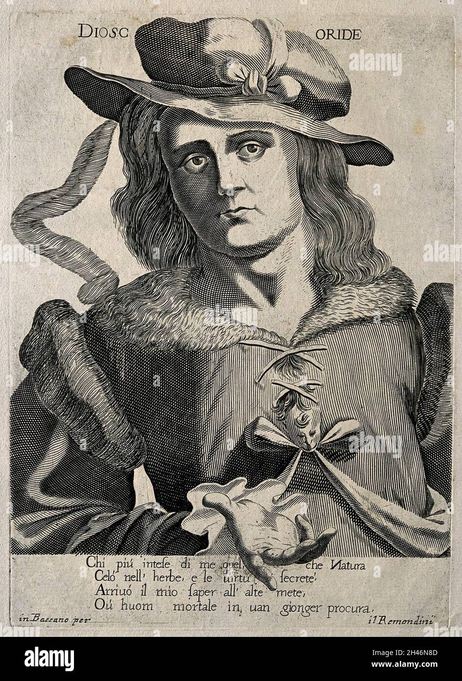 Pedanios Dioscorides. Line engraving Stock Photo - Alamy