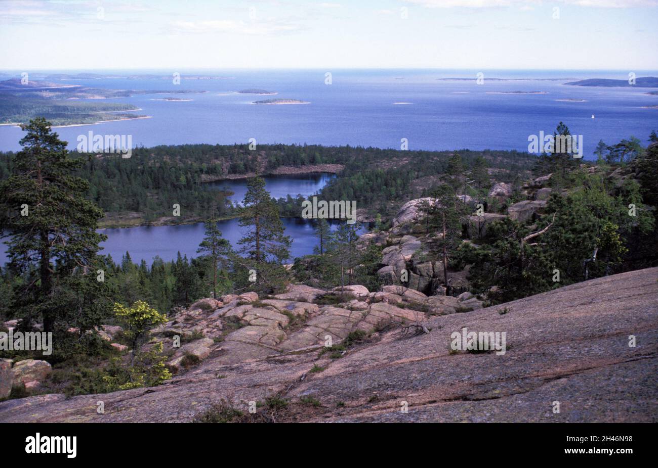 High Coast Heritage, Sweden in 1991, analog. View from an outlook of ...