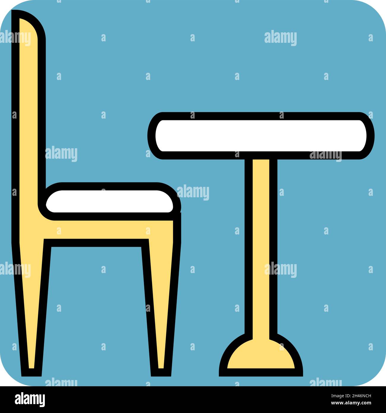Chair and table, illustration, vector, on a white background Stock ...