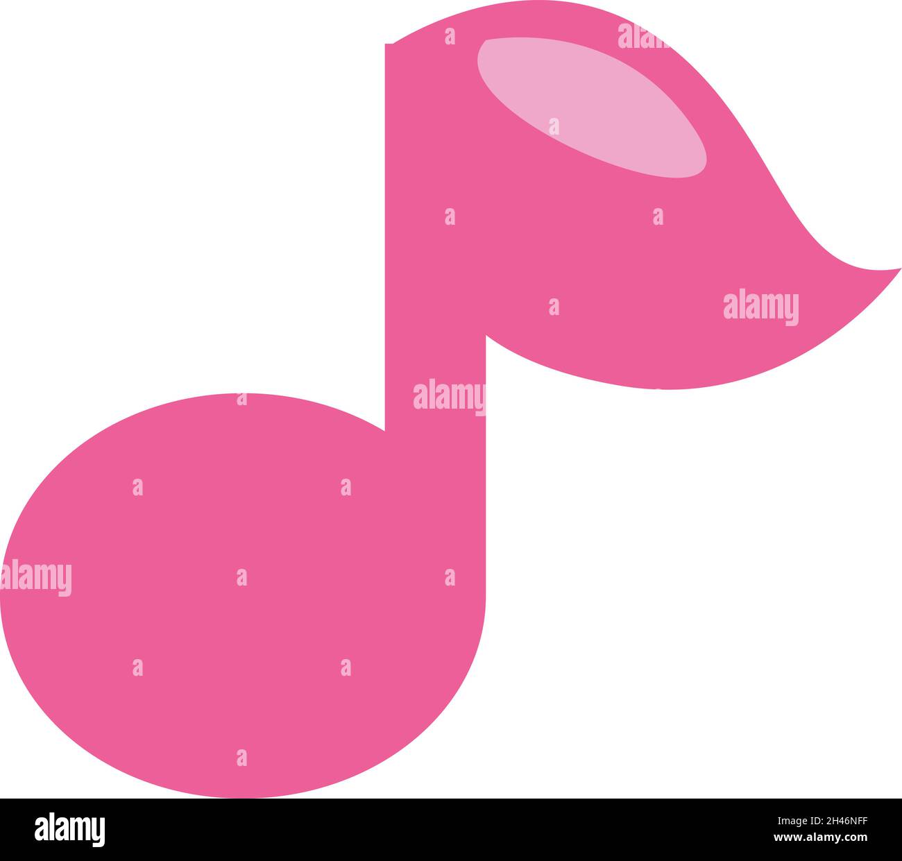 Kindergarten pink music note, illustration, vector, on a white ...
