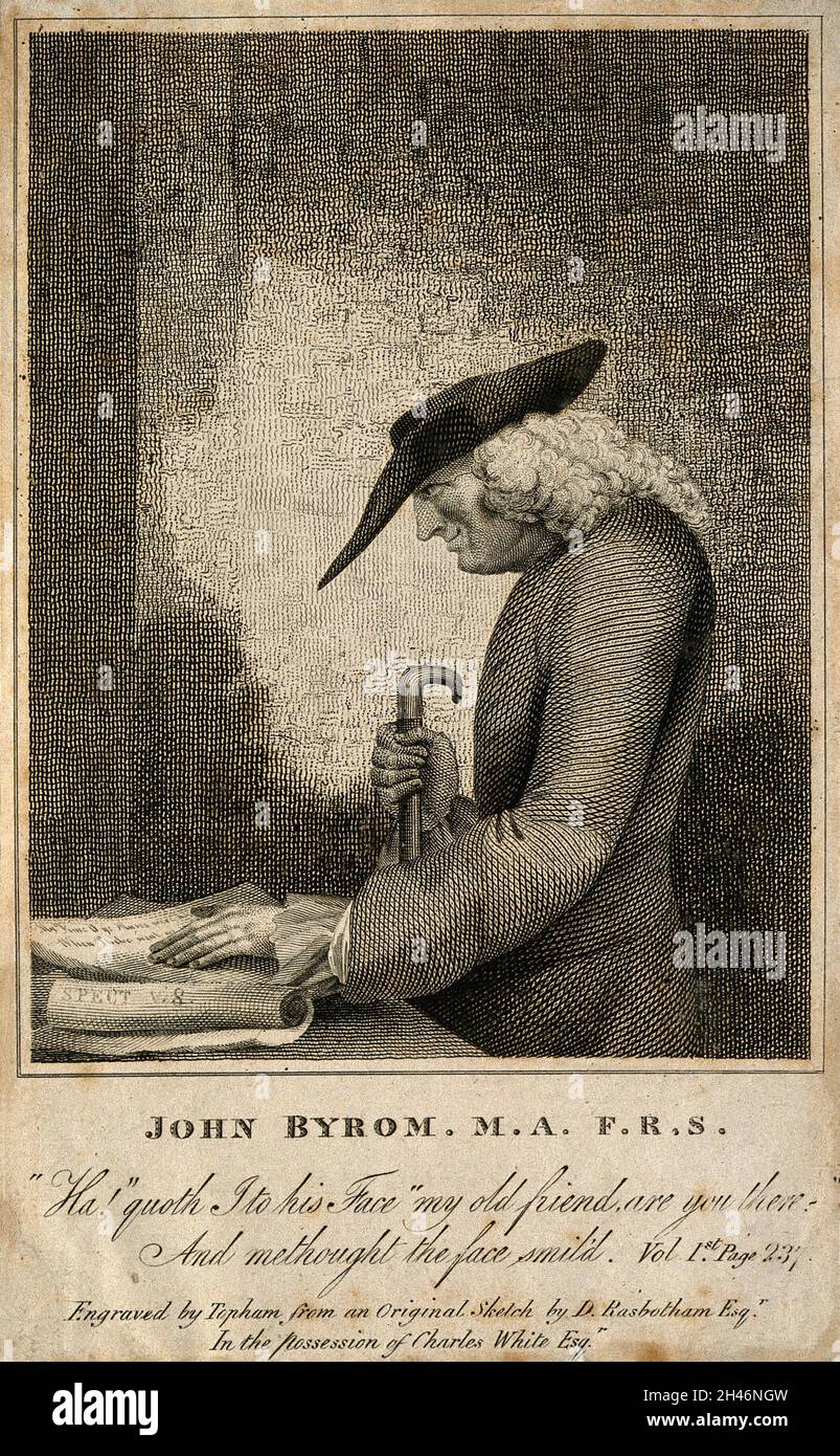 John Byrom. Line engraving by Topham after D. Rasbotham Stock Photo - Alamy