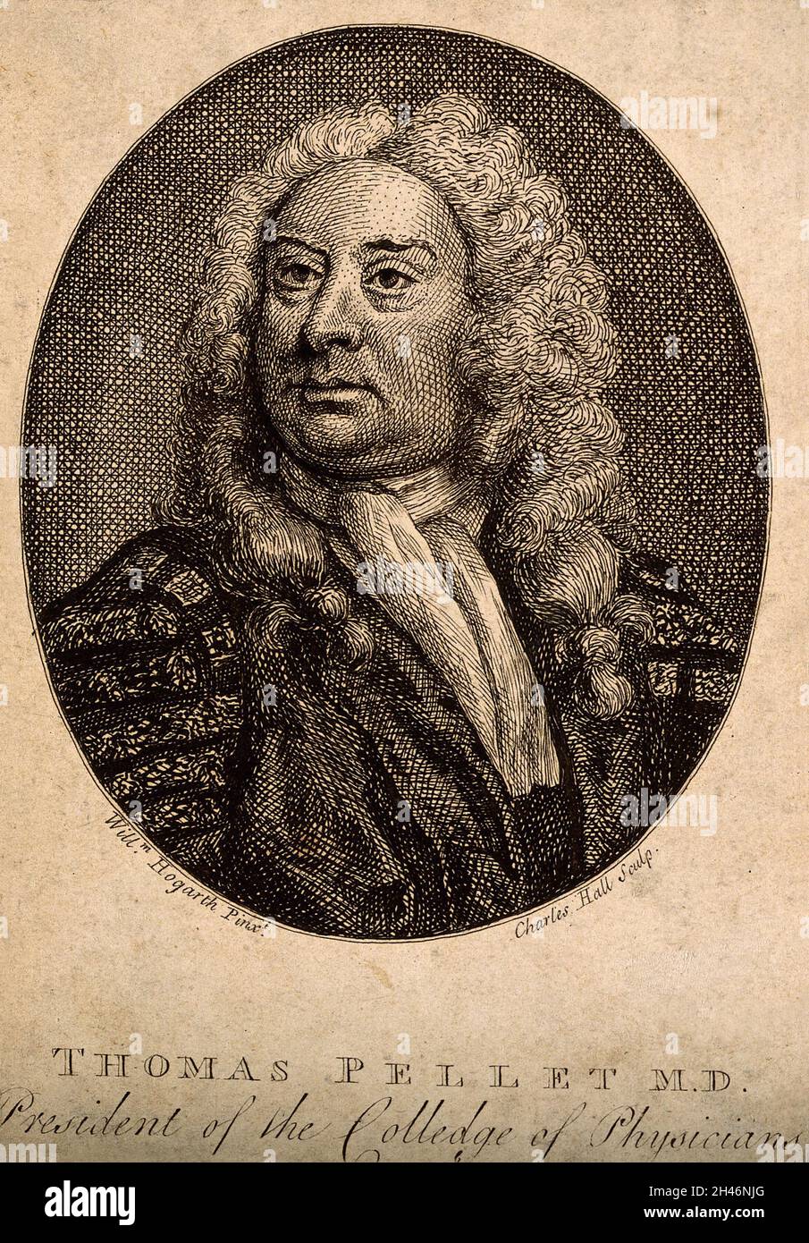 Thomas Pellet. Line engraving by C. Hall after W. Hogarth Stock Photo ...