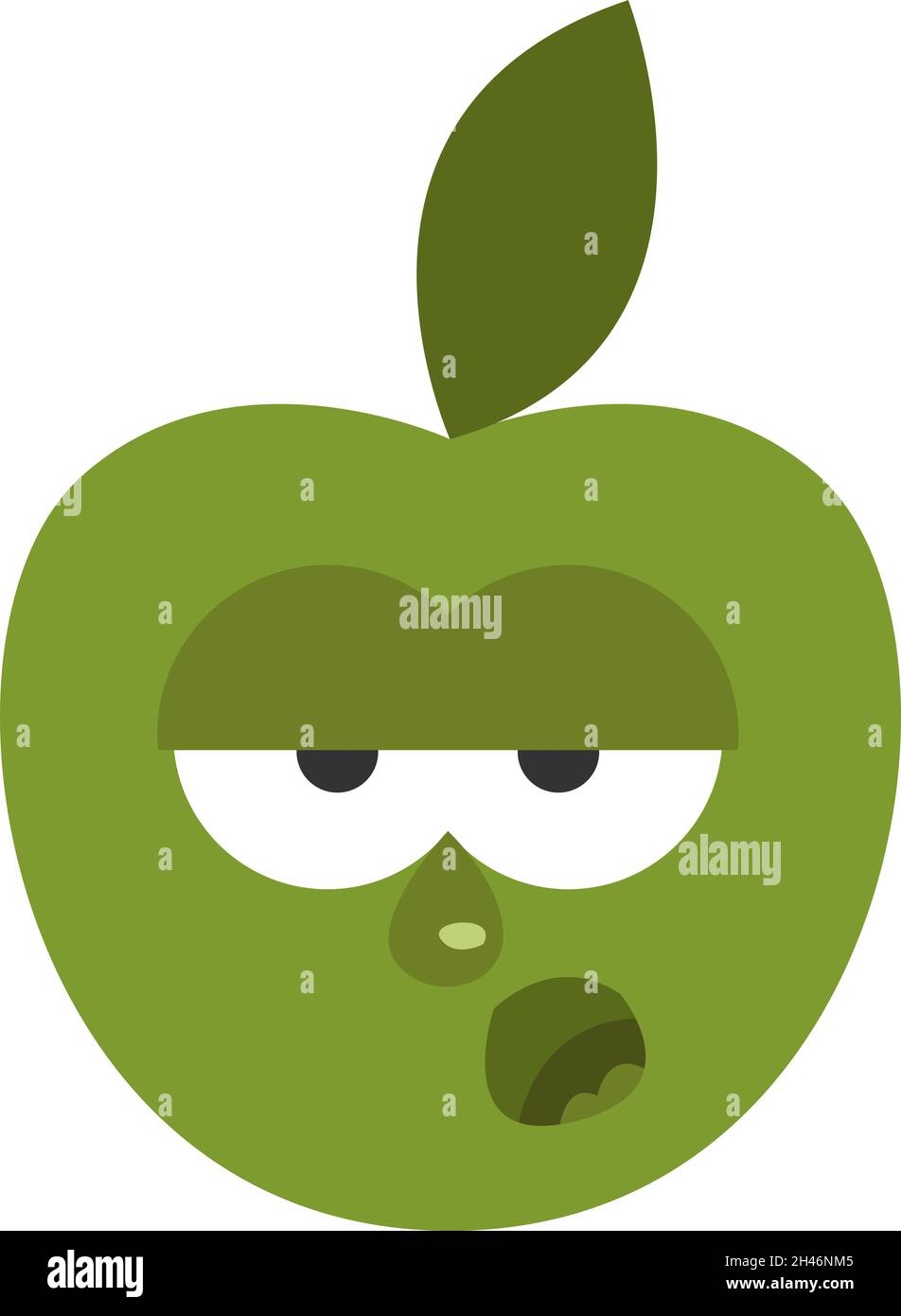 Bored green apple, illustration, vector, on a white background Stock ...