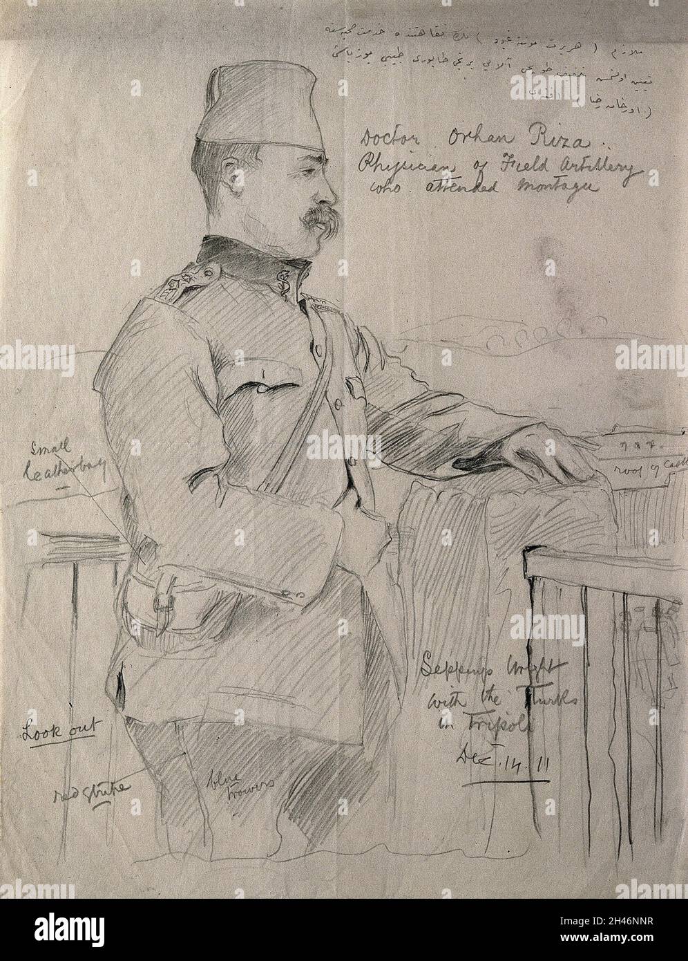 Riza Orhan. Pencil drawing by S. Wright, 1911 Stock Photo - Alamy