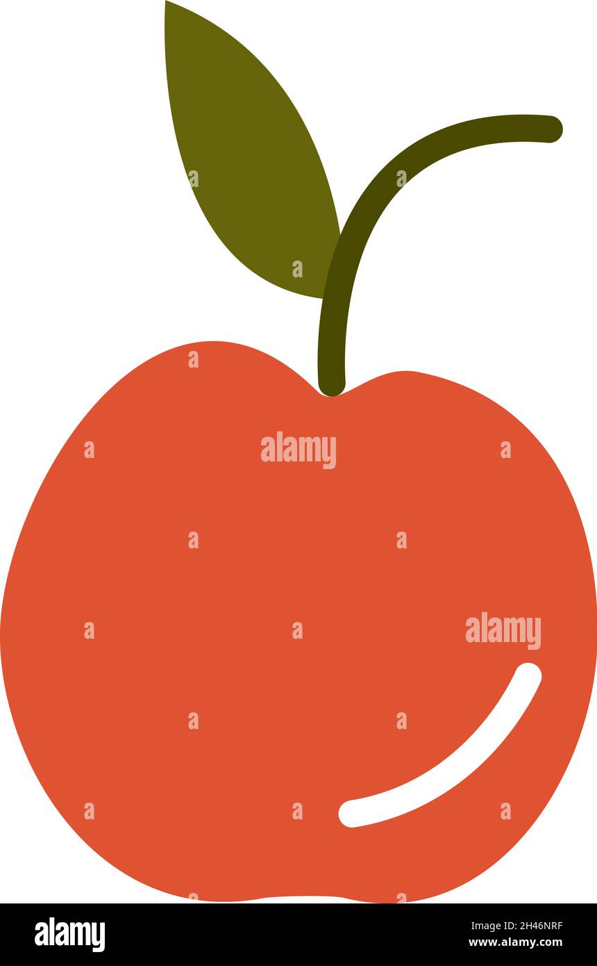 Red apple, illustration, vector, on a white background Stock Vector ...