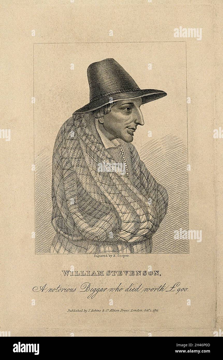 William Stevenson, a hoarding beggar. Stipple engraving by R. Cooper ...