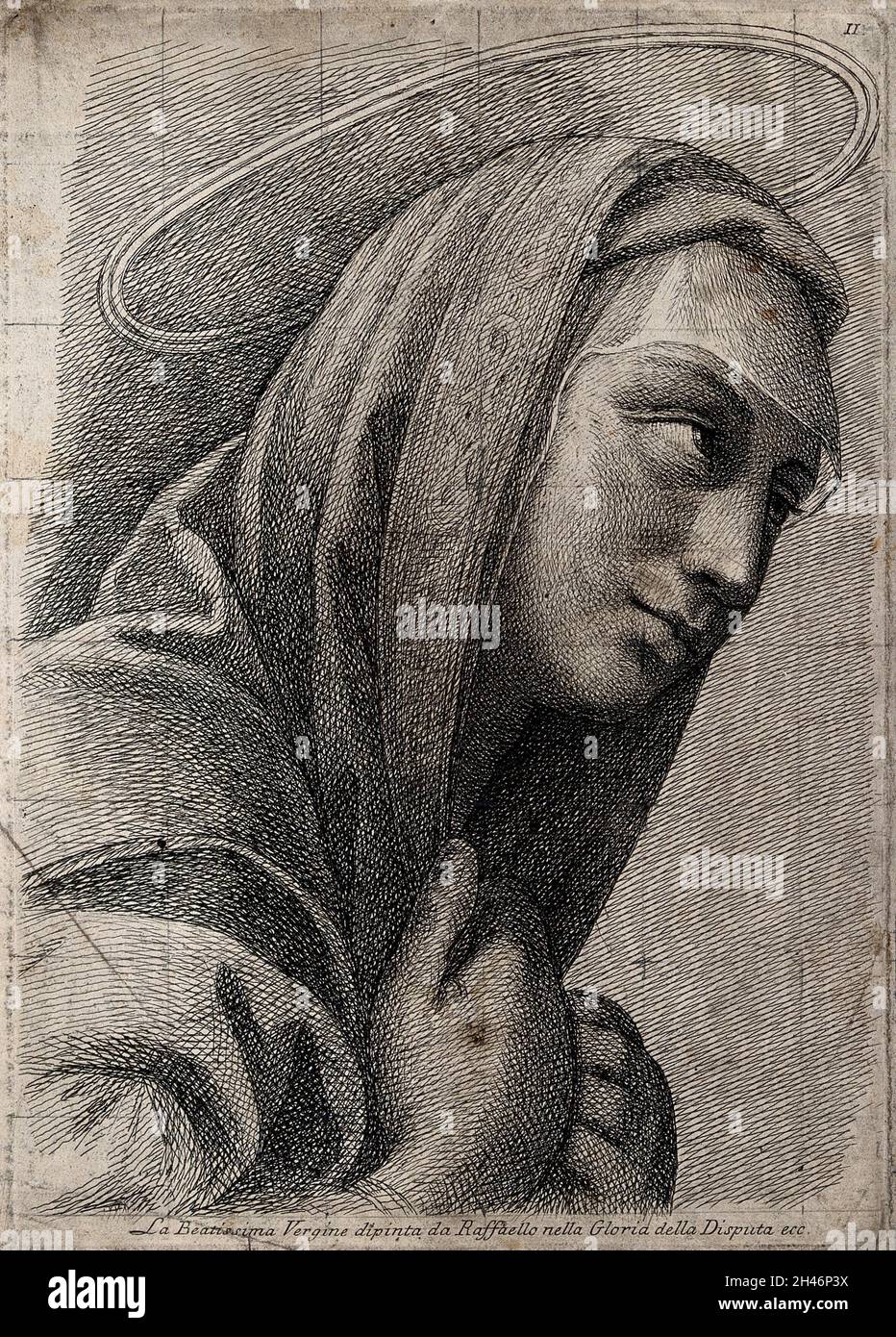 Saint Mary (the Blessed Virgin). Etching after Raphael Stock Photo - Alamy