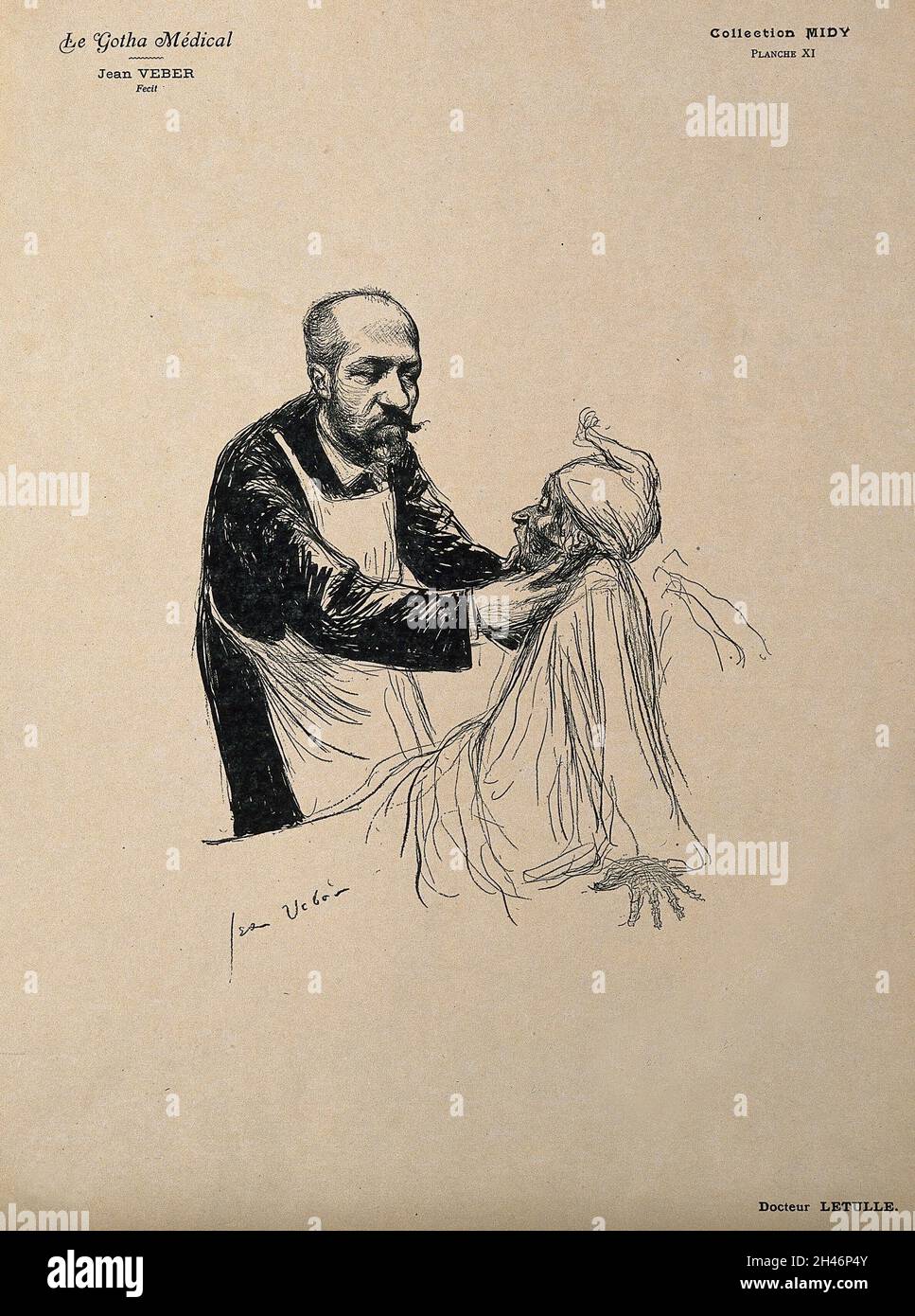 Maurice Letulle. Reproduction of drawing by J. Veber Stock Photo - Alamy