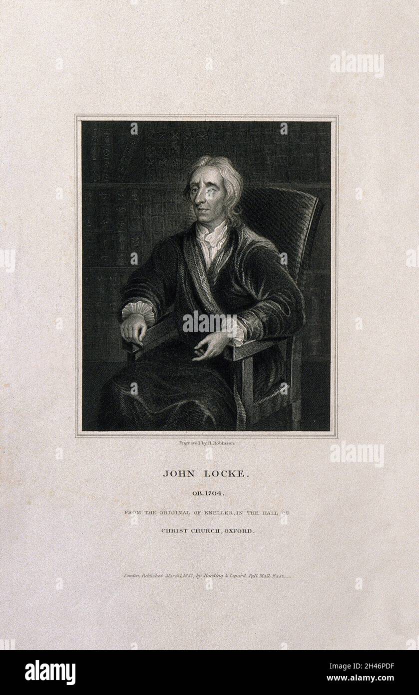 John Locke. Stipple engraving by H. Robinson, 1829, after Sir G ...
