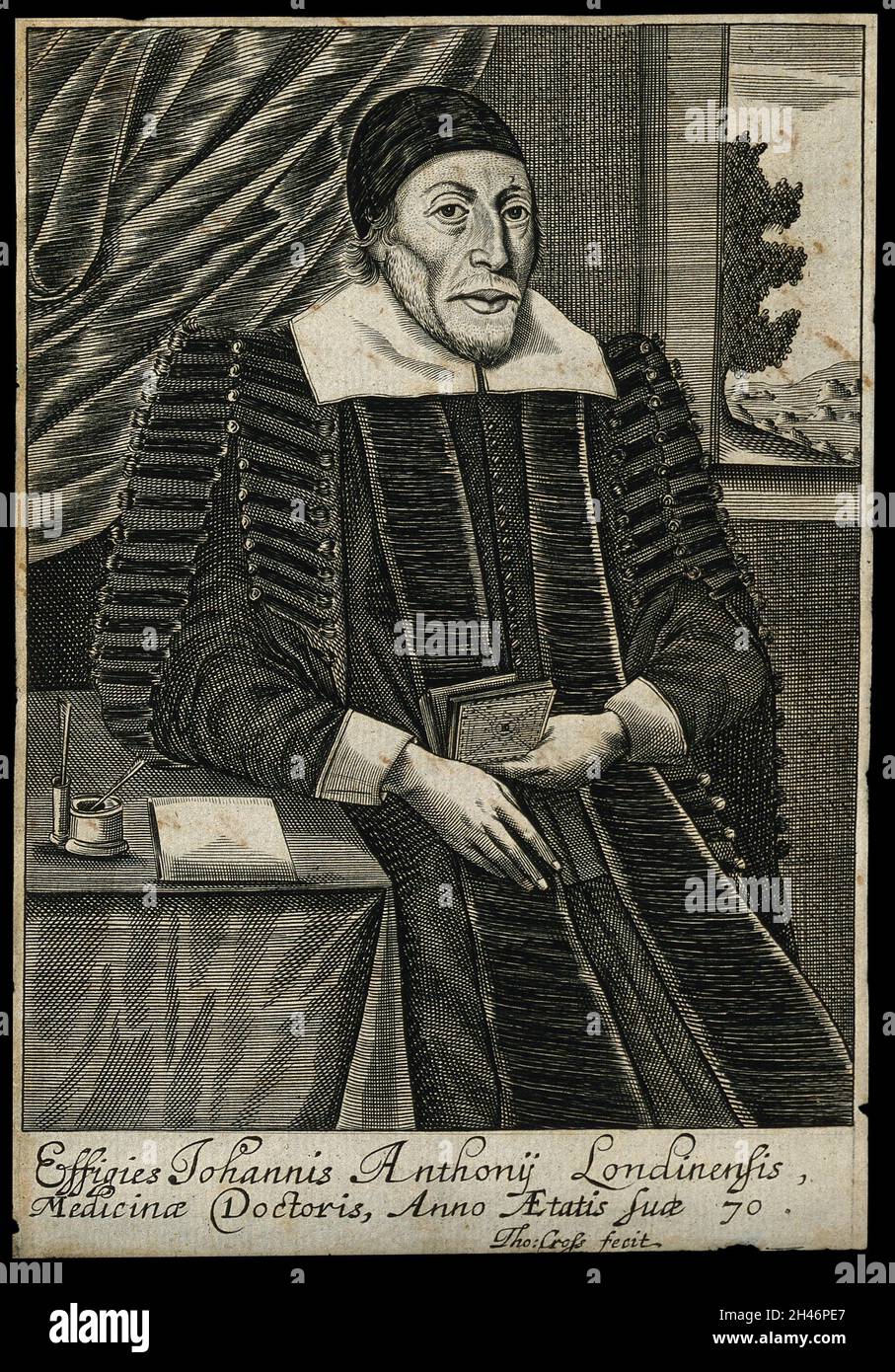 John Anthony. Line engraving by T. Cross, 1656 Stock Photo - Alamy
