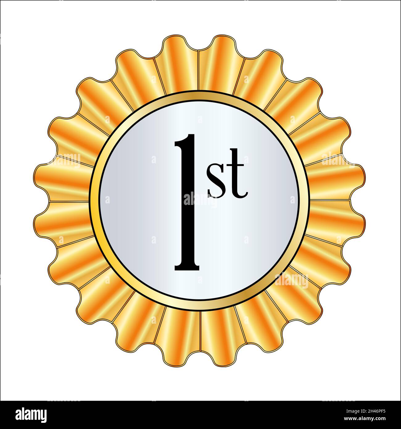 A gold rosette with the legend 1st set over s white background Stock ...