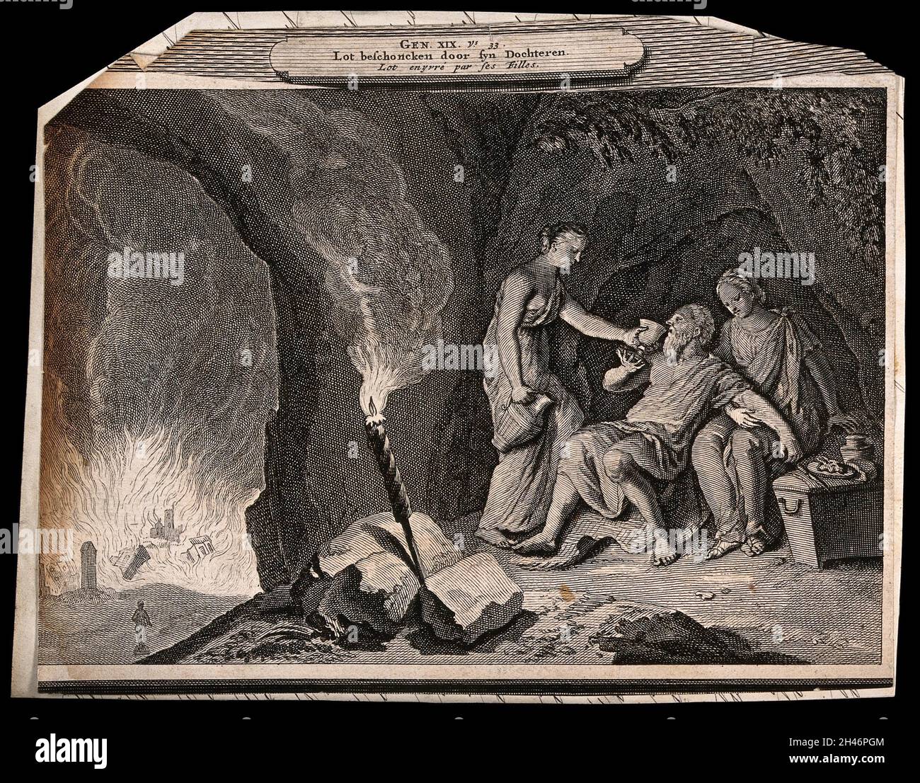 Lot and his daughters take refuge in a cave and begin their debauch ...