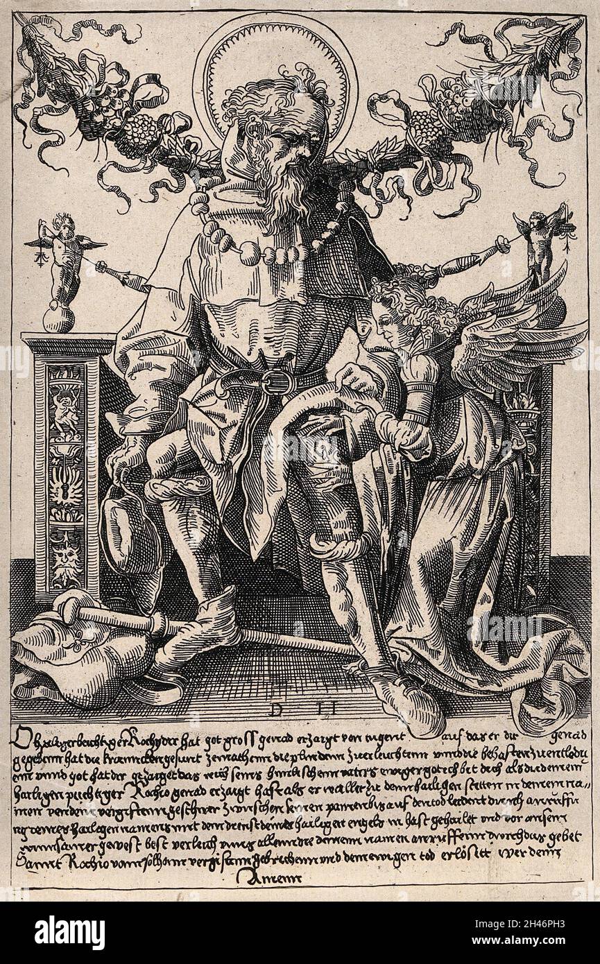 Saint Roch. Etching by D. Hopfer Stock Photo - Alamy