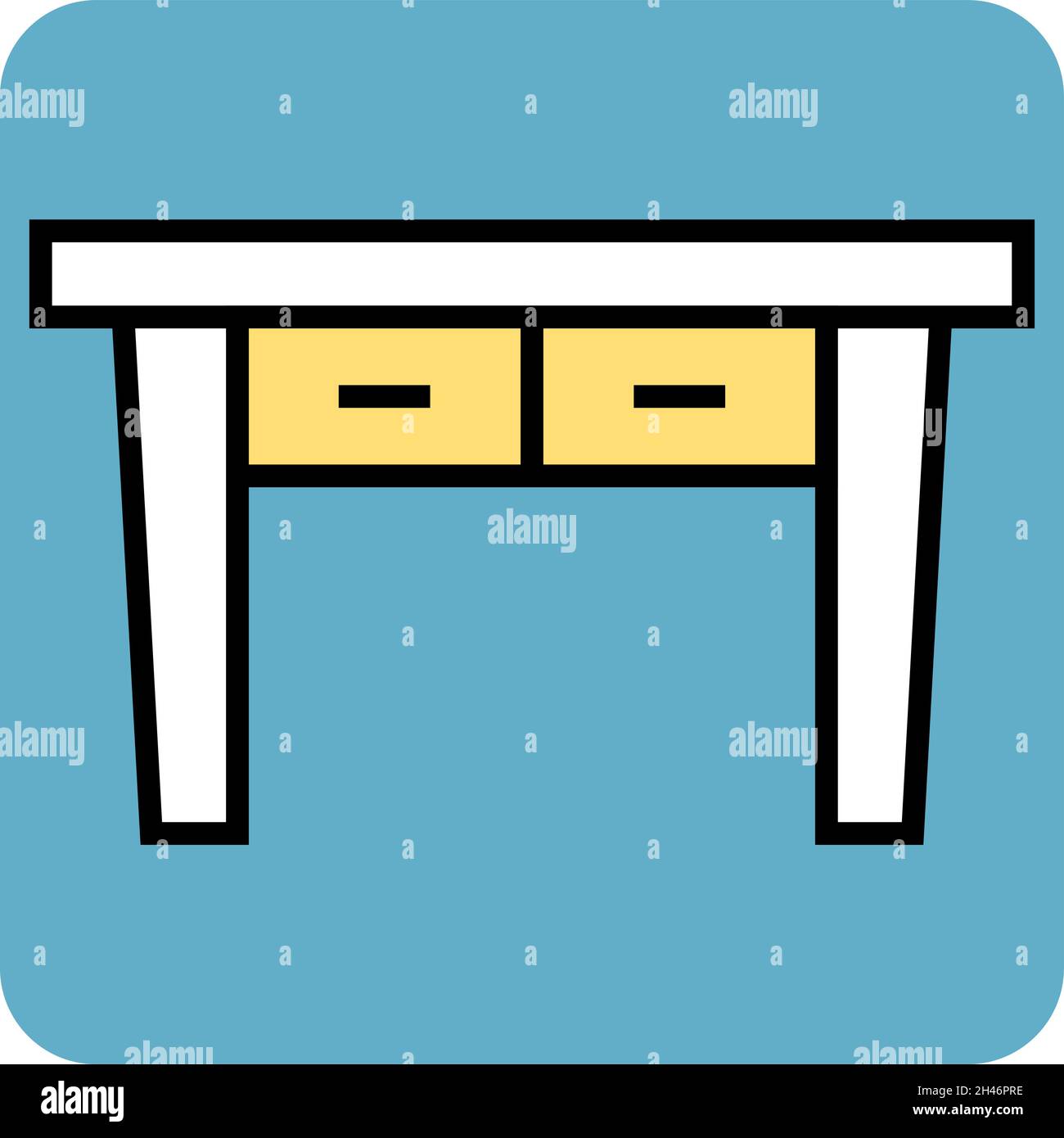 Yellow living room table, illustration, vector, on a white background ...