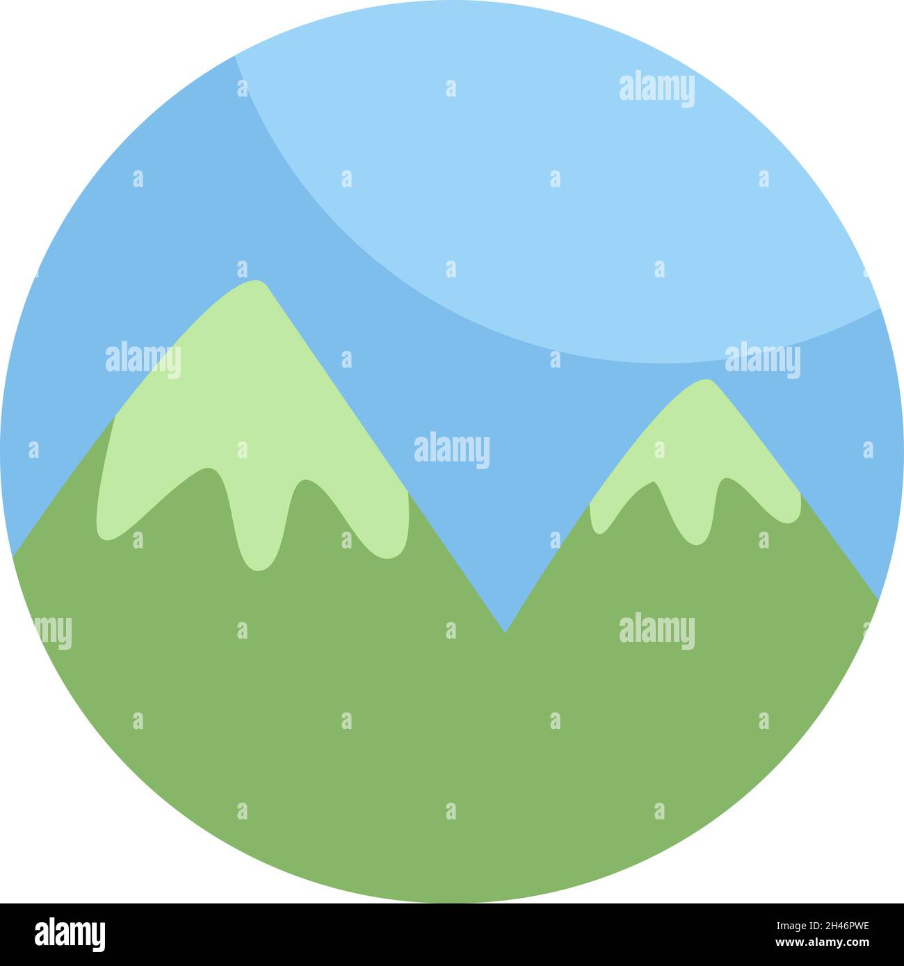 Two green mountains, illustration, vector, on a white background Stock ...