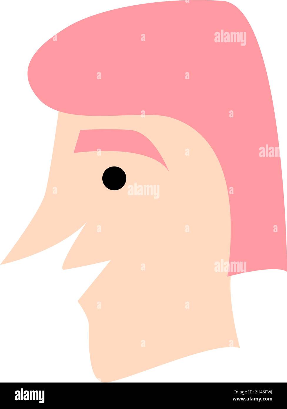 Man with pink long hair, illustration, vector, on a white background ...