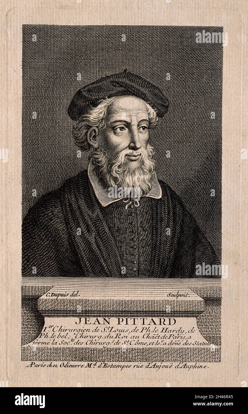 Jean Pitard. Line engraving by C. Dupuis after A. Humblot Stock Photo ...