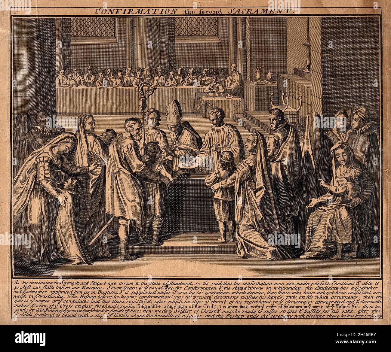 The sacrament of the Roman Catholic church: confirmation. Etching after ...