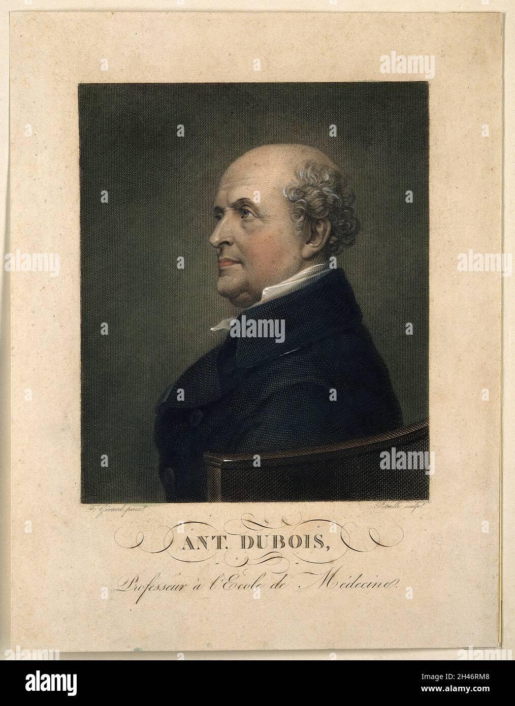 Antoine, Baron Dubois. Coloured line engraving by J. L. Potrelle after ...