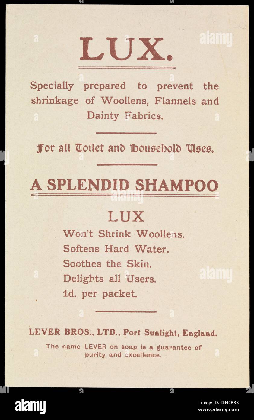 Advert for Lux Stock Photo - Alamy