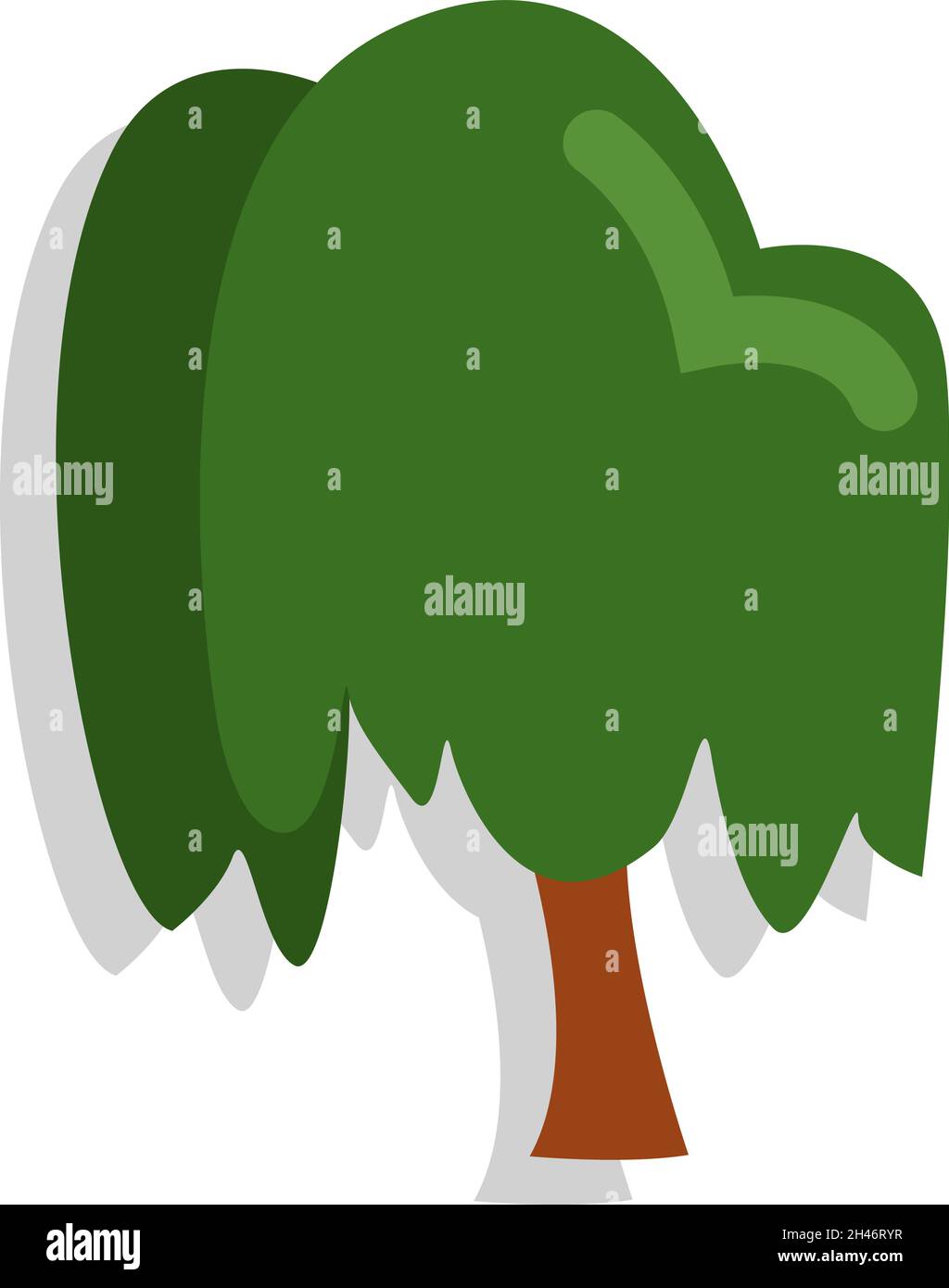 Sad willow tree, illustration, vector, on a white background Stock ...