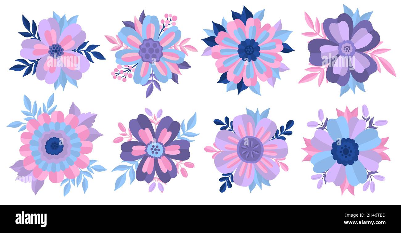 Set flower bud cartoon style.Isolated in white background.Collection ...