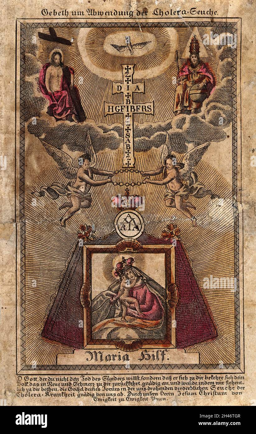 The Virgin of Succour as Intercessor against cholera; above an ...