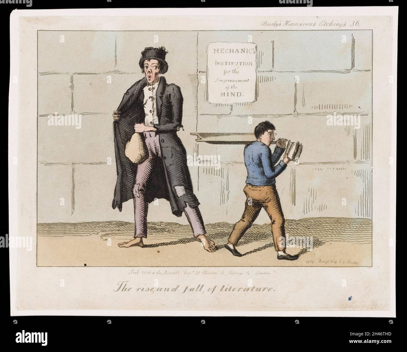 A butcher's boy, reading to improve his mind, is so absorbed in his ...