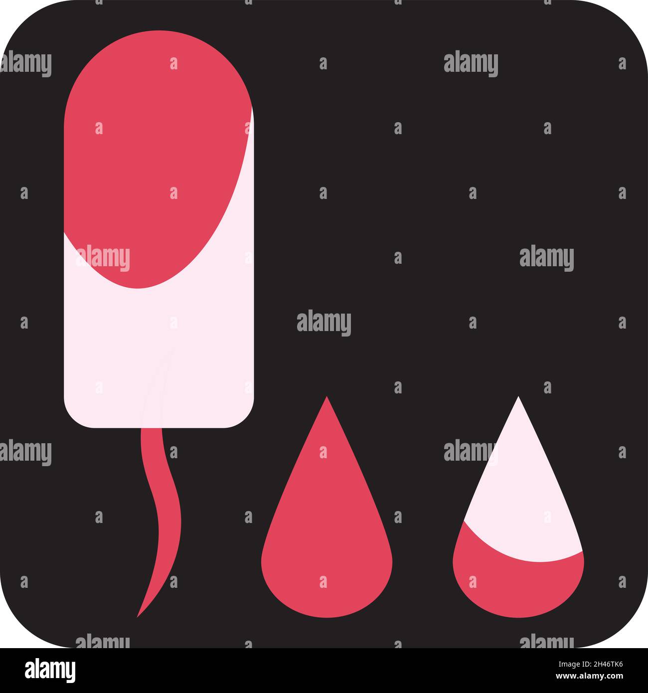 Tampon with two blood drops, illustration, vector, on a white ...