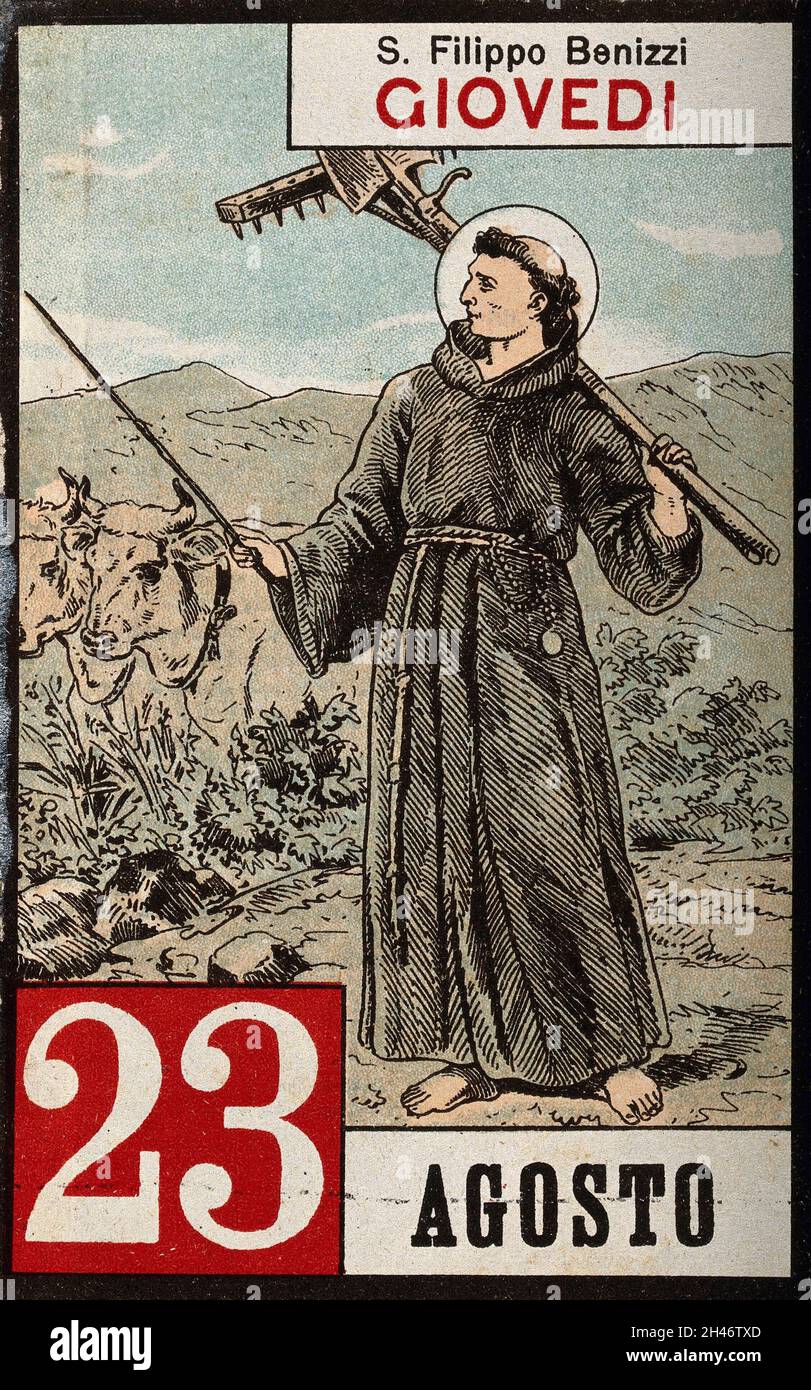 Saint Philip Benizzi. Colour photogravure, 1898 Stock Photo - Alamy