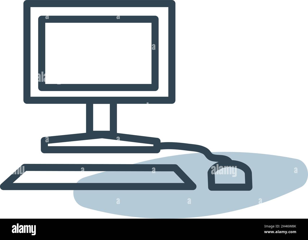Office computer, illustration, vector, on a white background Stock ...