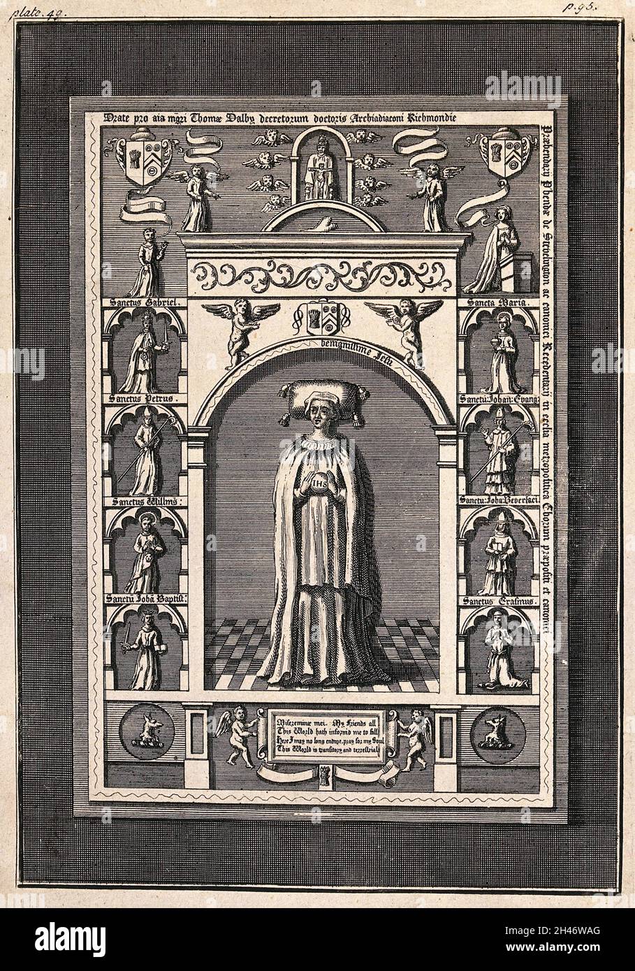 Thomas Dalby, Archdeacon of Richmond, surrounded by saints in separate ...