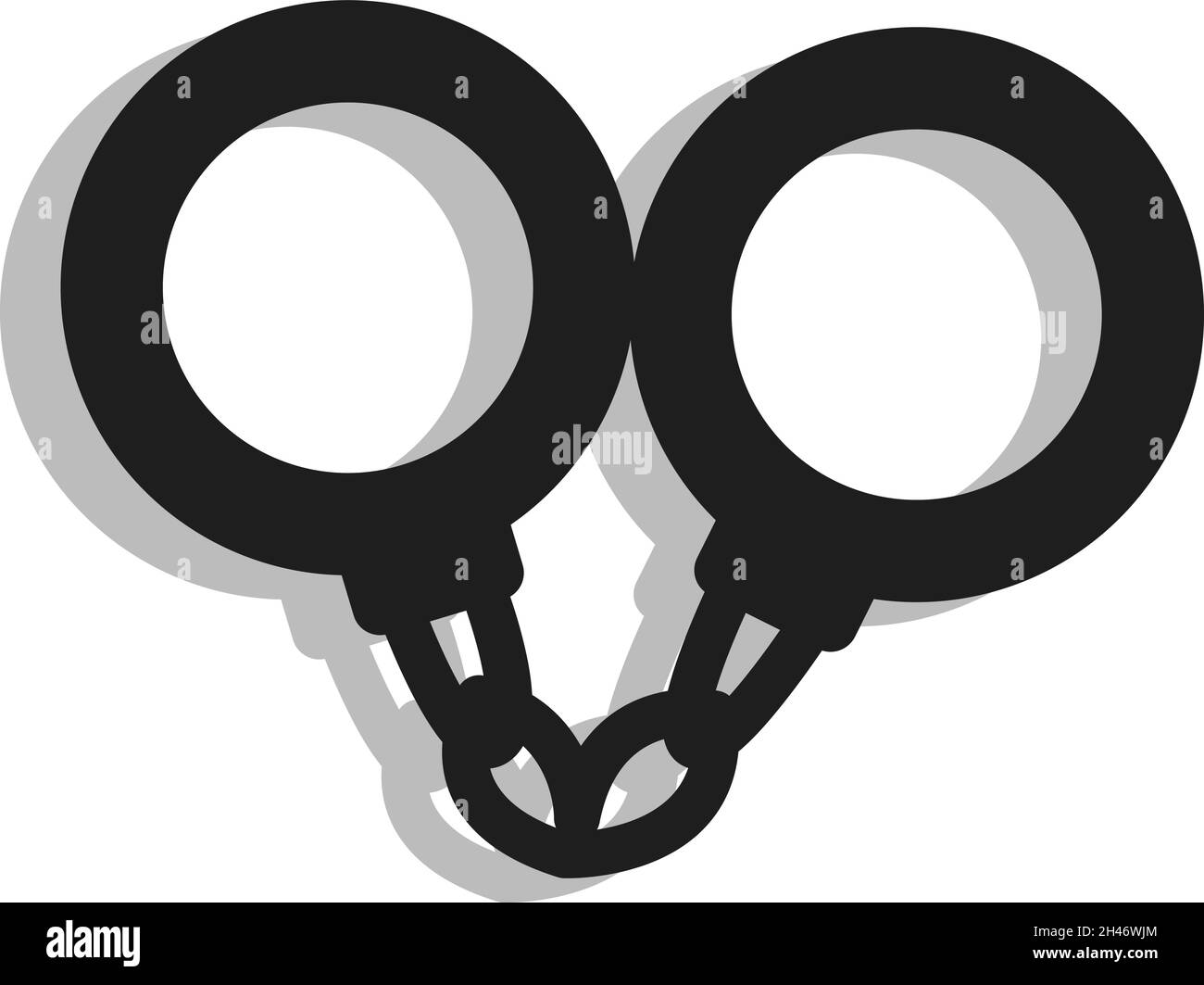 Black police handcuffs, illustration, vector, on a white background ...