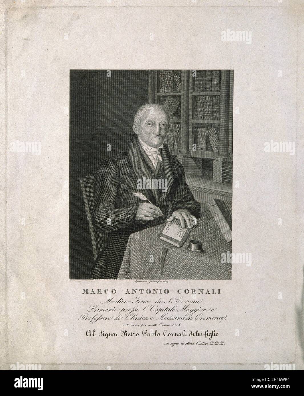 Marcantonio Cornali. Line engraving by S. Gallina, 1829 Stock Photo - Alamy