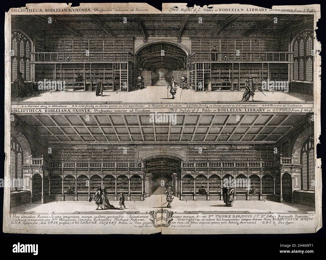 Bodleian Library, Oxford: two panoramic views of the interior and a key ...