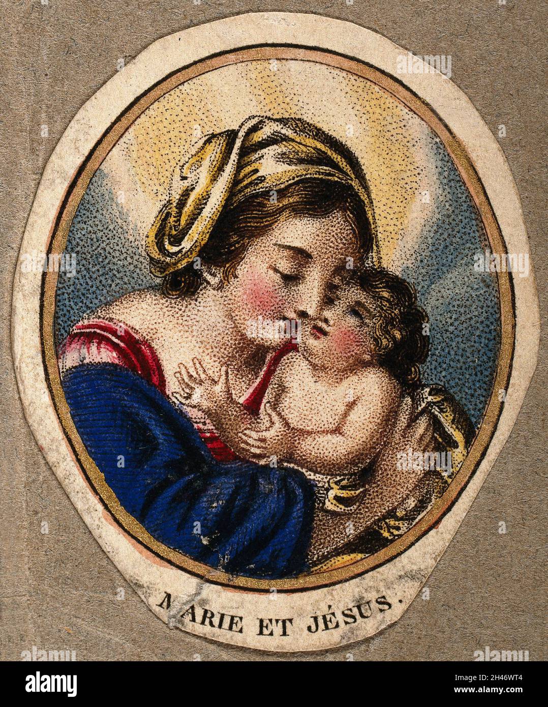 Saint Mary (the Blessed Virgin) with the Christ Child. Coloured ...