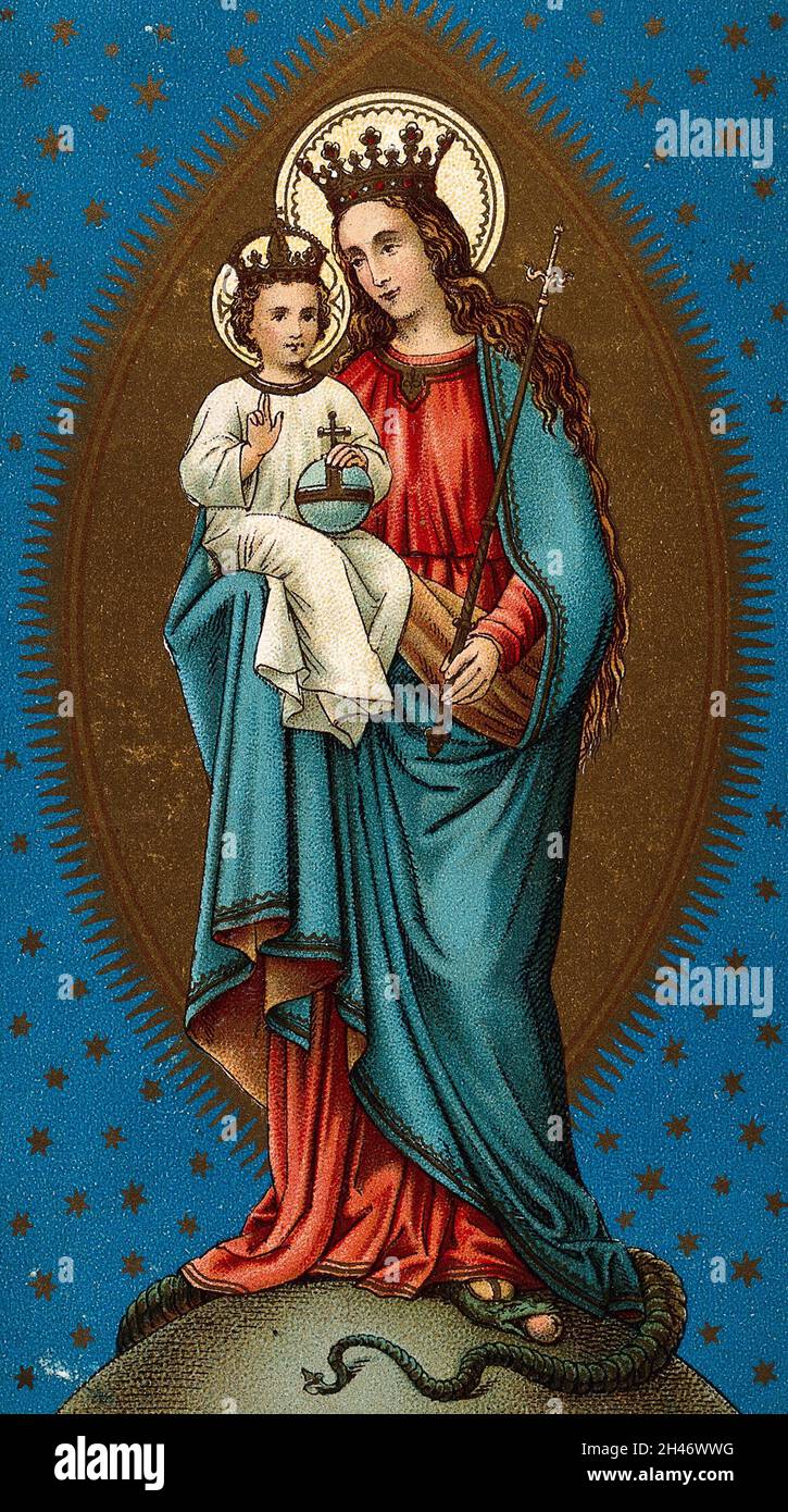 Saint Mary (the Blessed Virgin) with the Christ Child. Colour ...