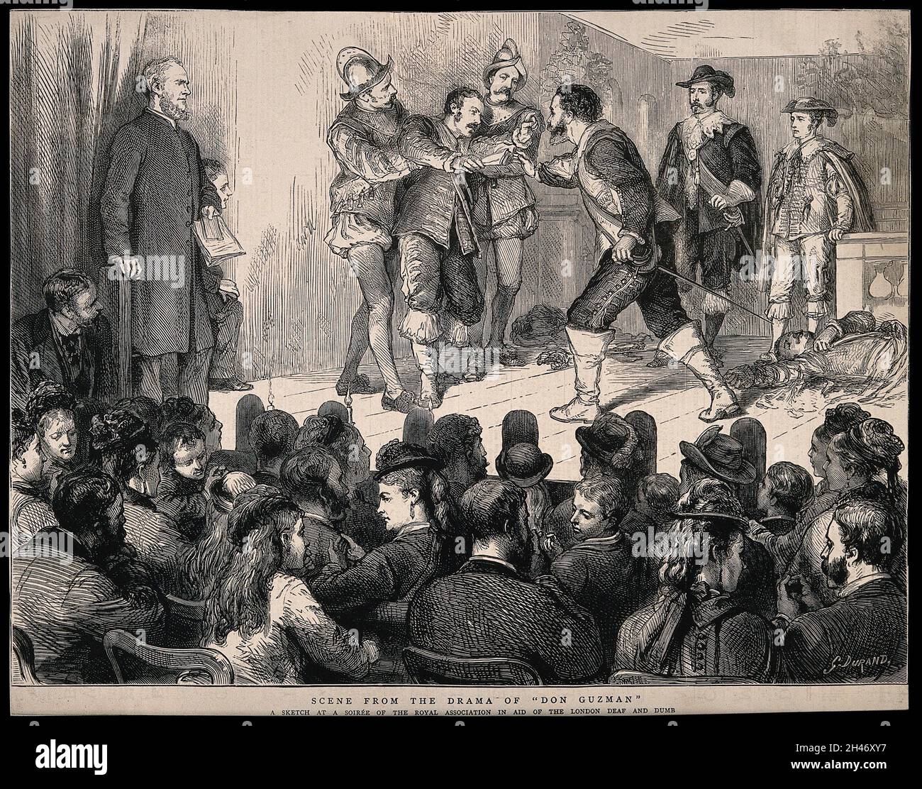 Actors performing a play about Don Guzman to an audience of deaf and ...