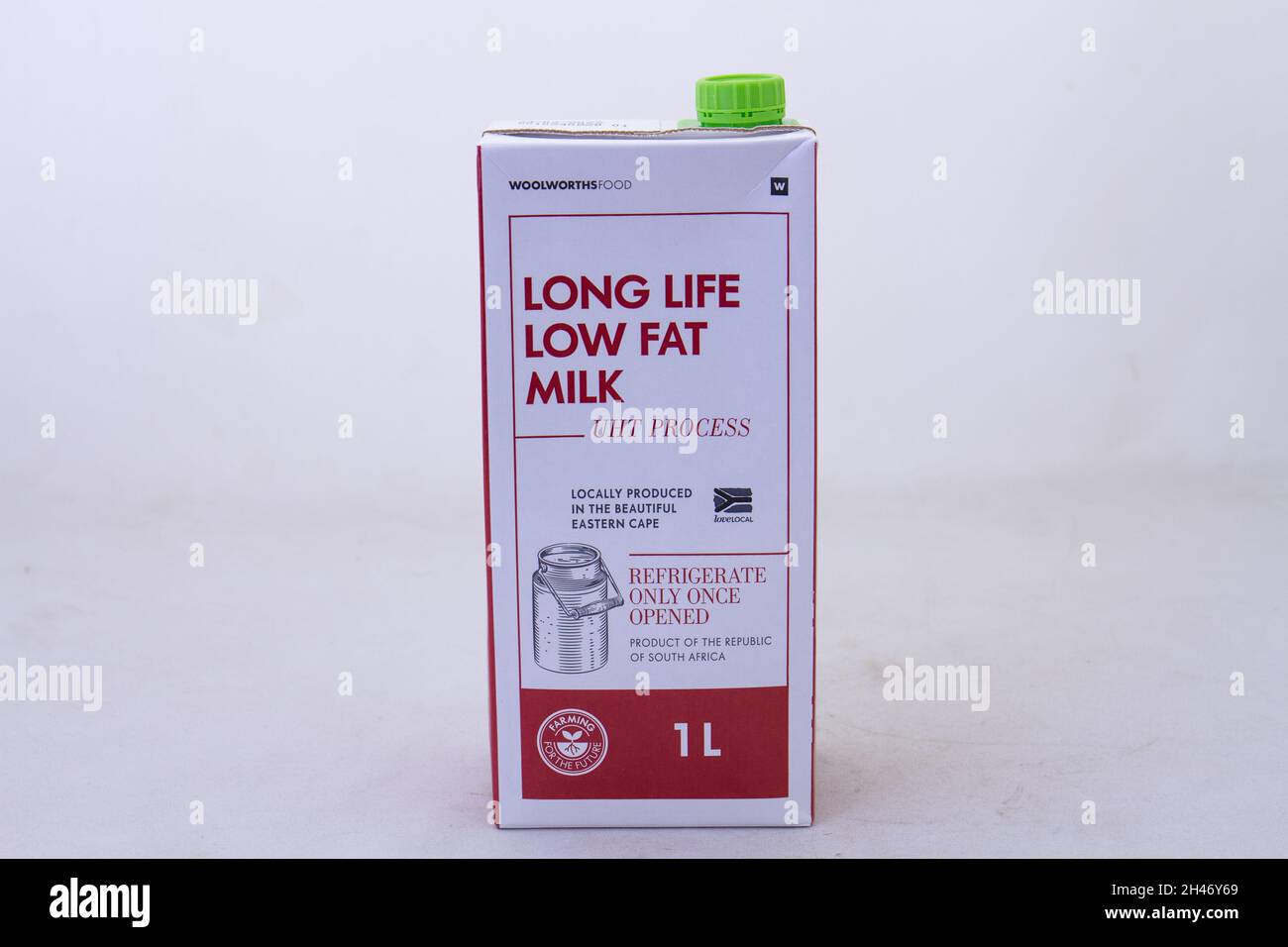 Johannesburg, South Africa - a box of Woolworths Food long life low fat ...