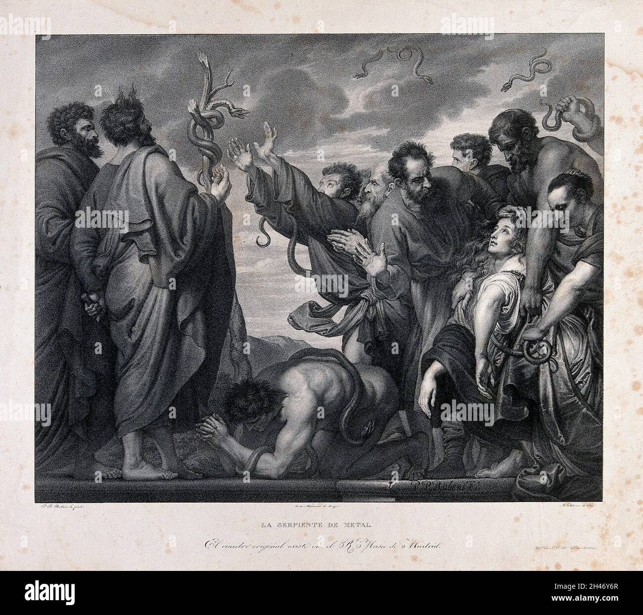 Moses and Eleazar reveal the brazen serpent to the people afflicted ...