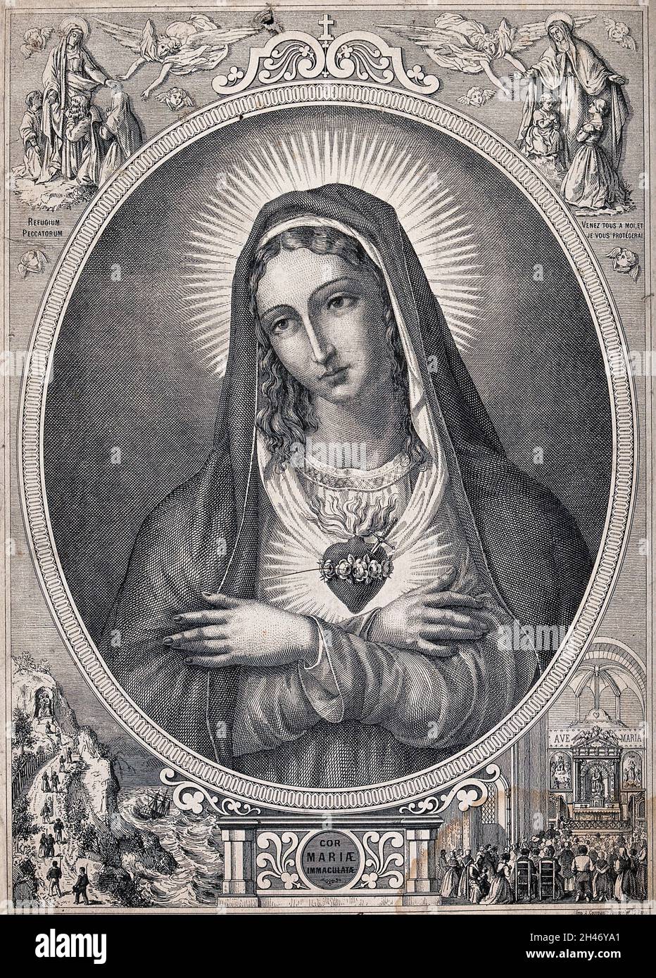Saint Mary (the Blessed Virgin). Etching Stock Photo - Alamy