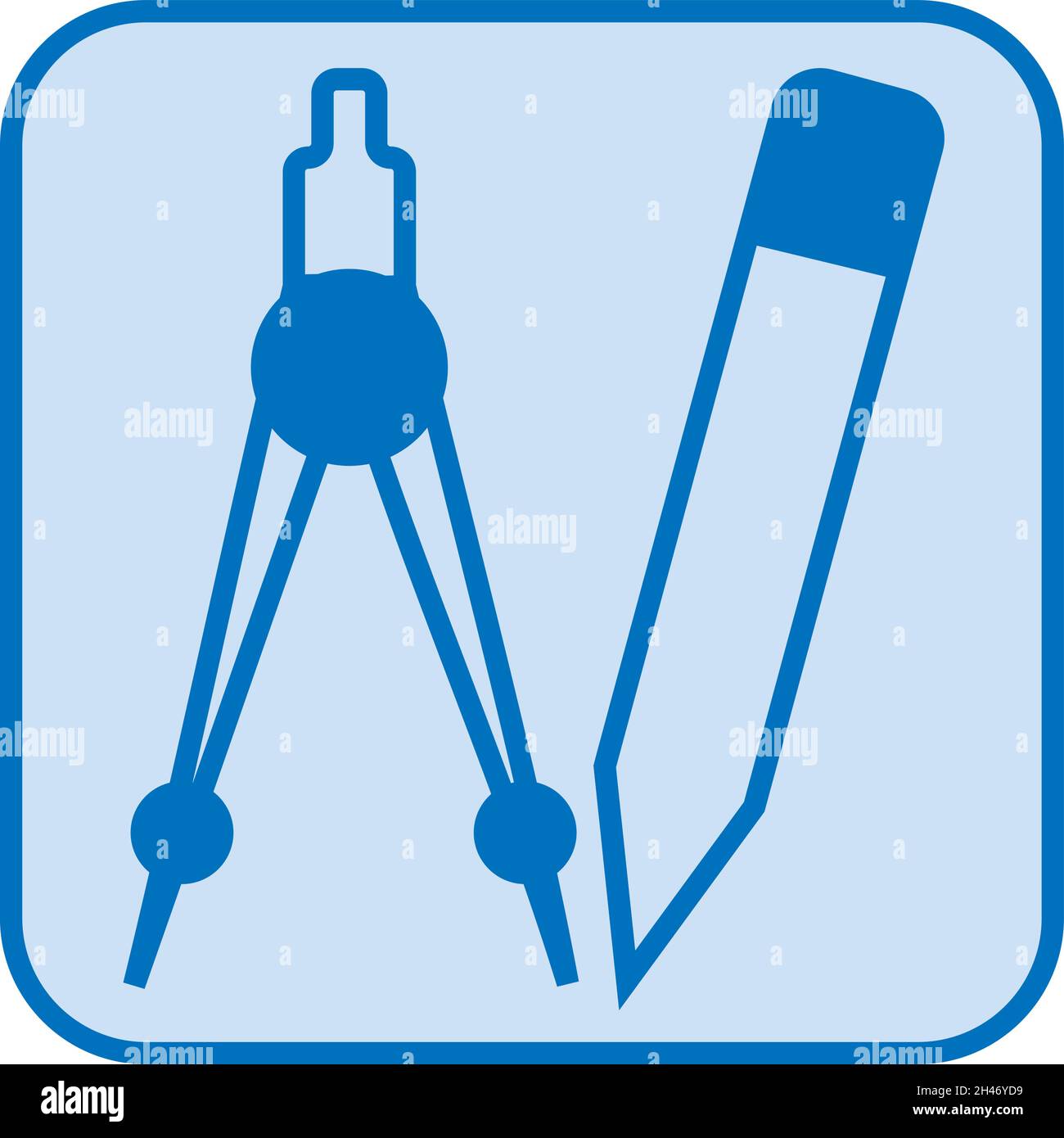 Pen and compass, illustration, vector, on a white background Stock ...