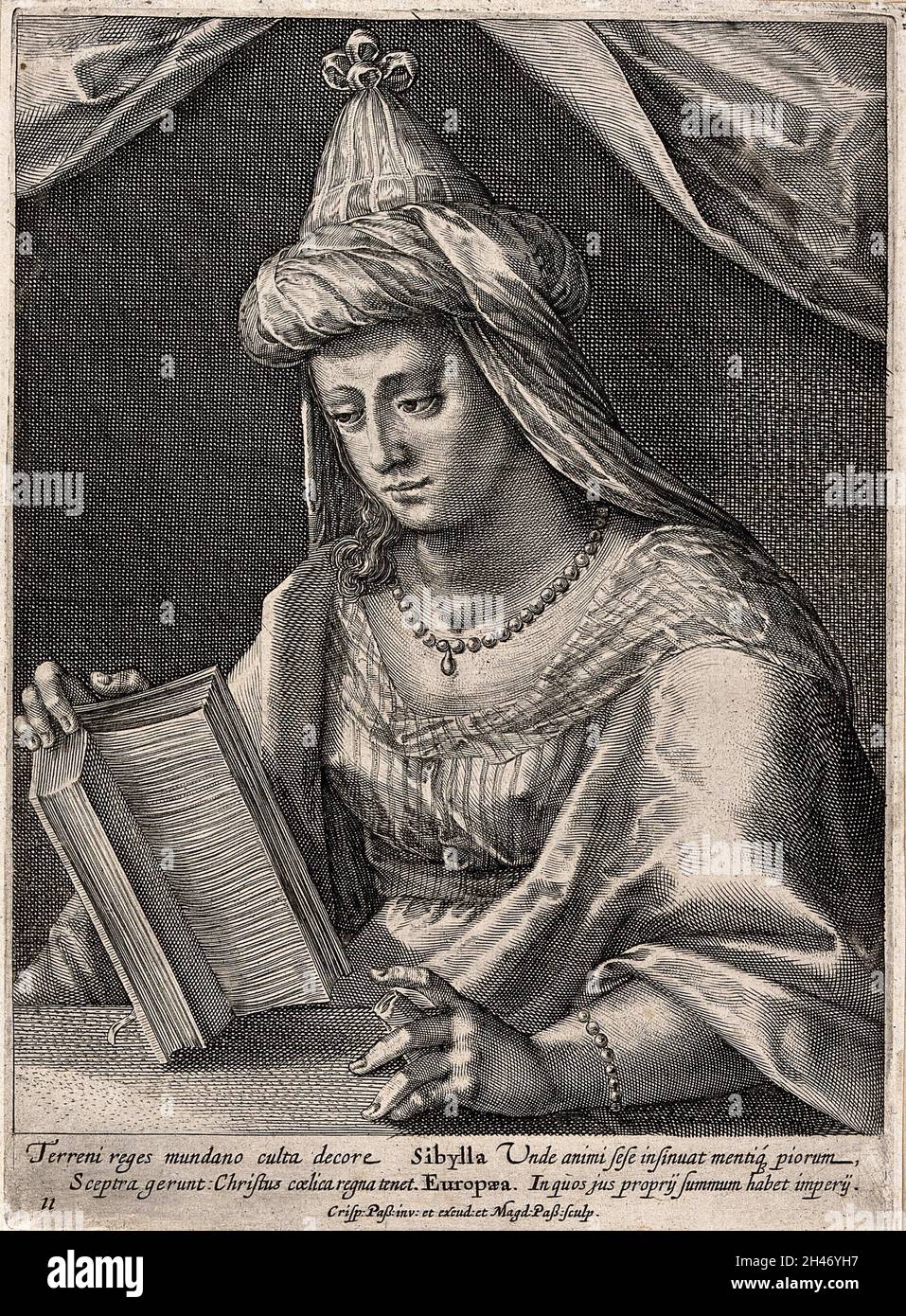 The European sibyl. Engraving by M. de Passe after C. de Passe Stock ...