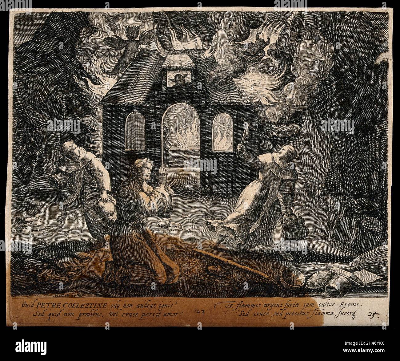 Saint Peter Celestine. Engraving Stock Photo - Alamy