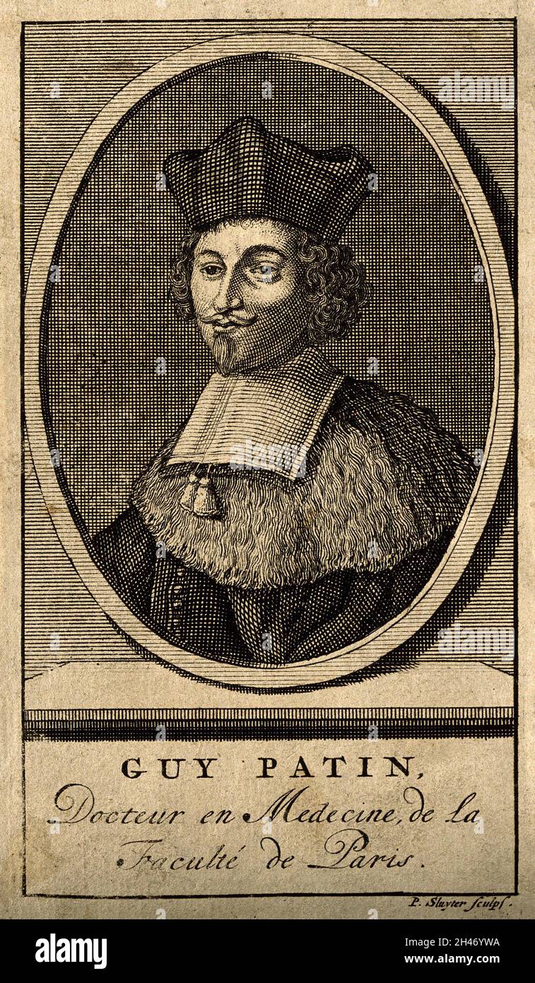 Guy Patin. Line engraving by P. Sluyter Stock Photo - Alamy