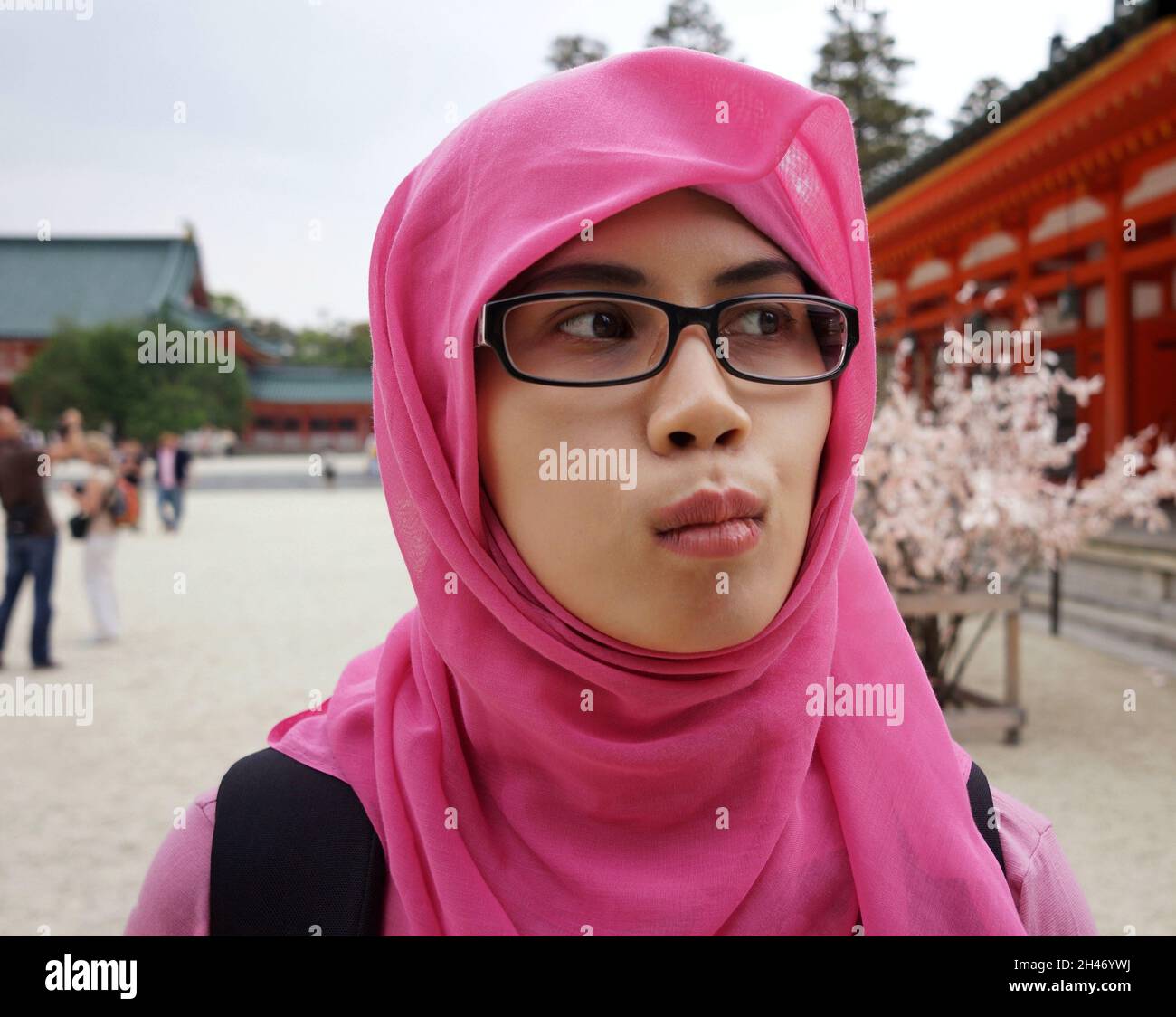 Close up portrait of young Asian muslim woman wearing hijab and ...