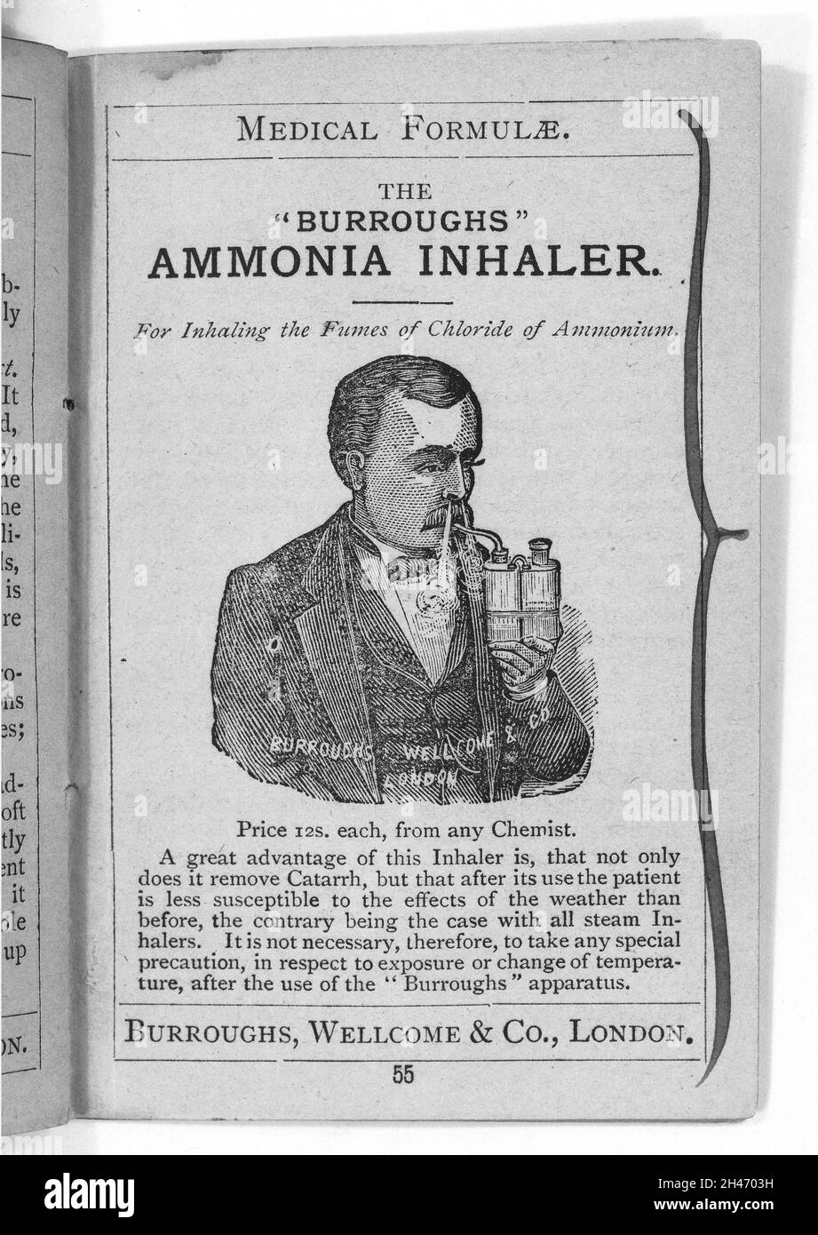 The "Burroughs" ammonia inhaler from Medical Formulae, 1881 Stock Photo ...